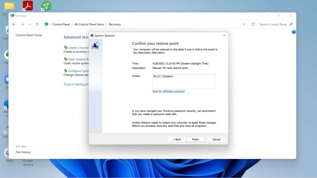 Windows 11 basics: how to use System Restore to go back in time ...